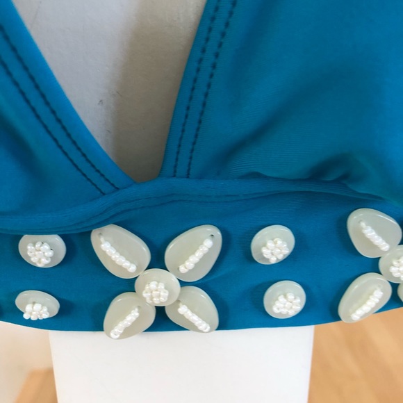 La Blanca | Swim | La Blanca Blue Triangle Bikini Top Embellished ...